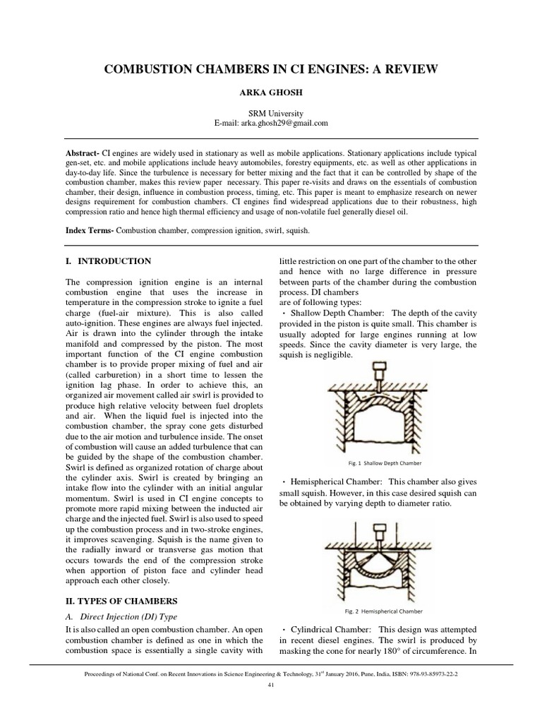 Combustion Chambers in Ci Engines: A Review: Arka Ghosh | Download Free ...