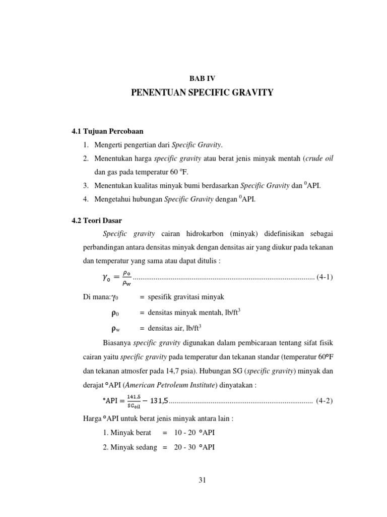 Penentuan Specific Gravity Minyak Bumi | PDF