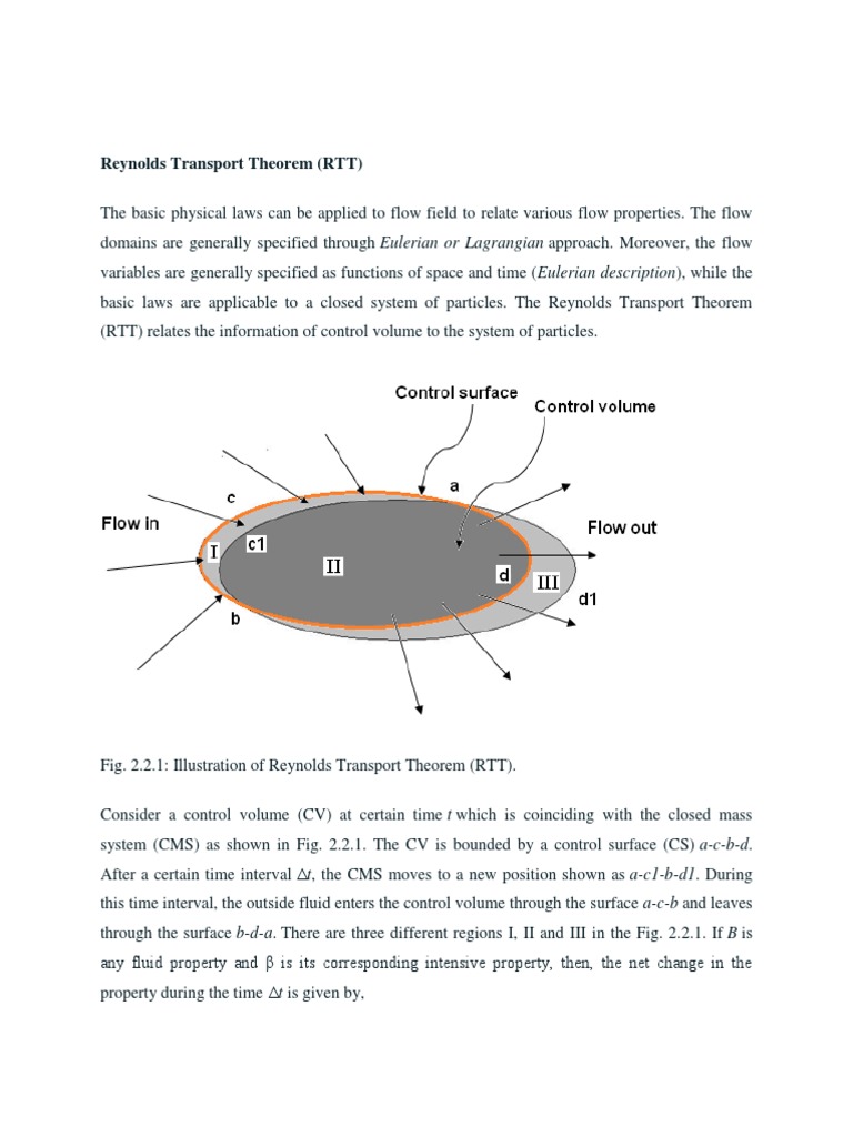 Reynolds Transport Theorem Rtt Pdf Fluid Dynamics Momentum