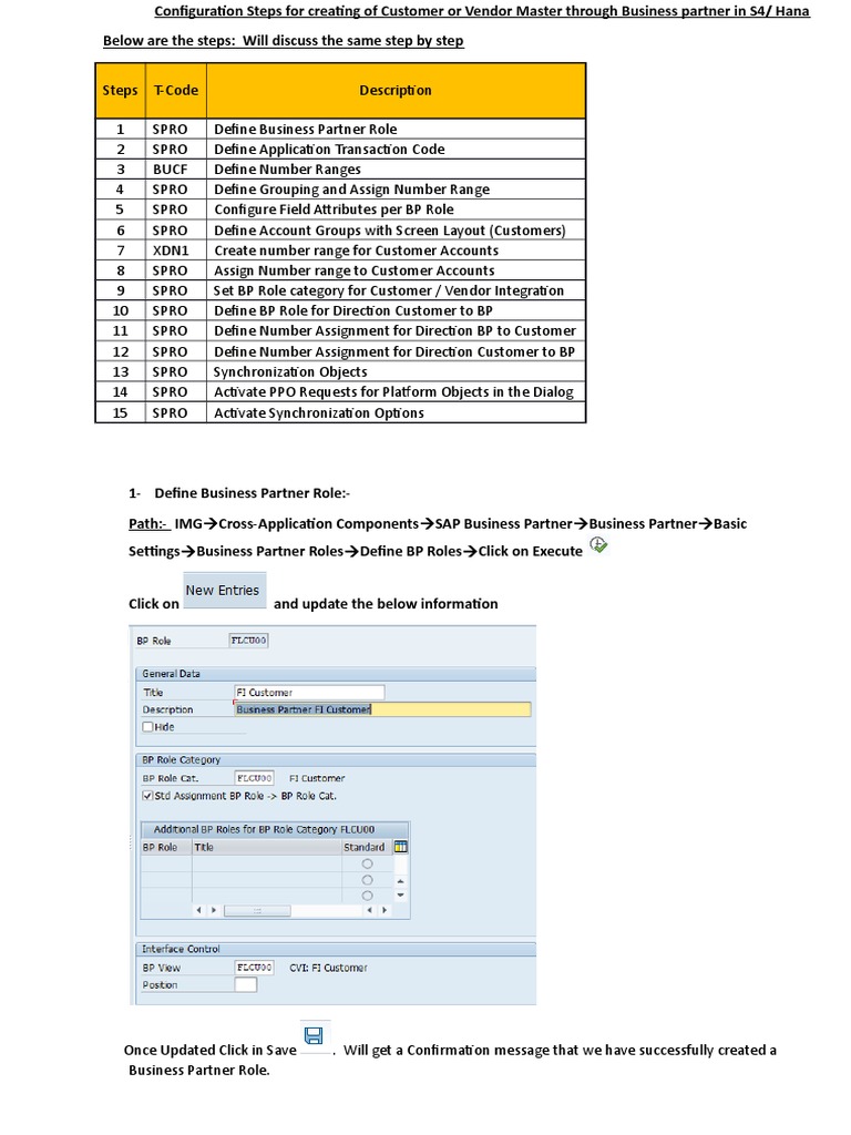 S4 Hana Customer Creating Through BP Configuration Steps and User Manual | PDF | Information ...