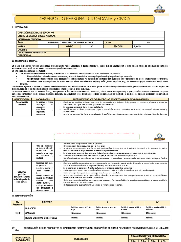 PLAN ANUAL DPCC 4° | Evaluación | Democracia