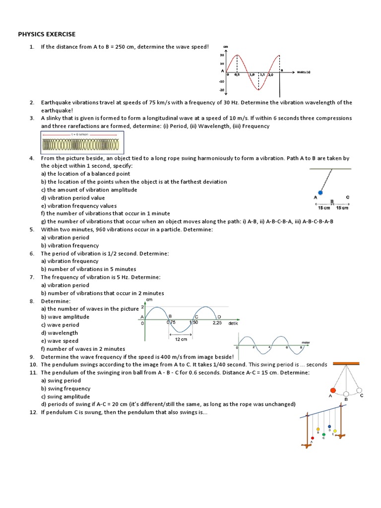 Vibration and Waves Exercise | PDF | Frequency | Waves
