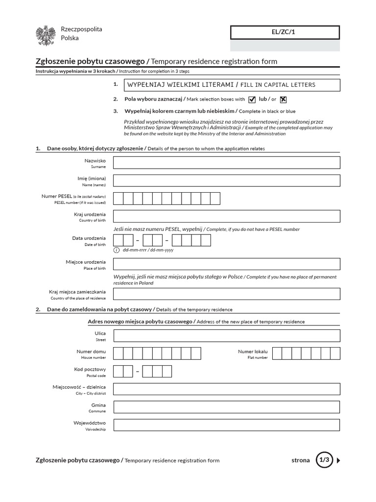 Temporary Residence Registration Form | PDF