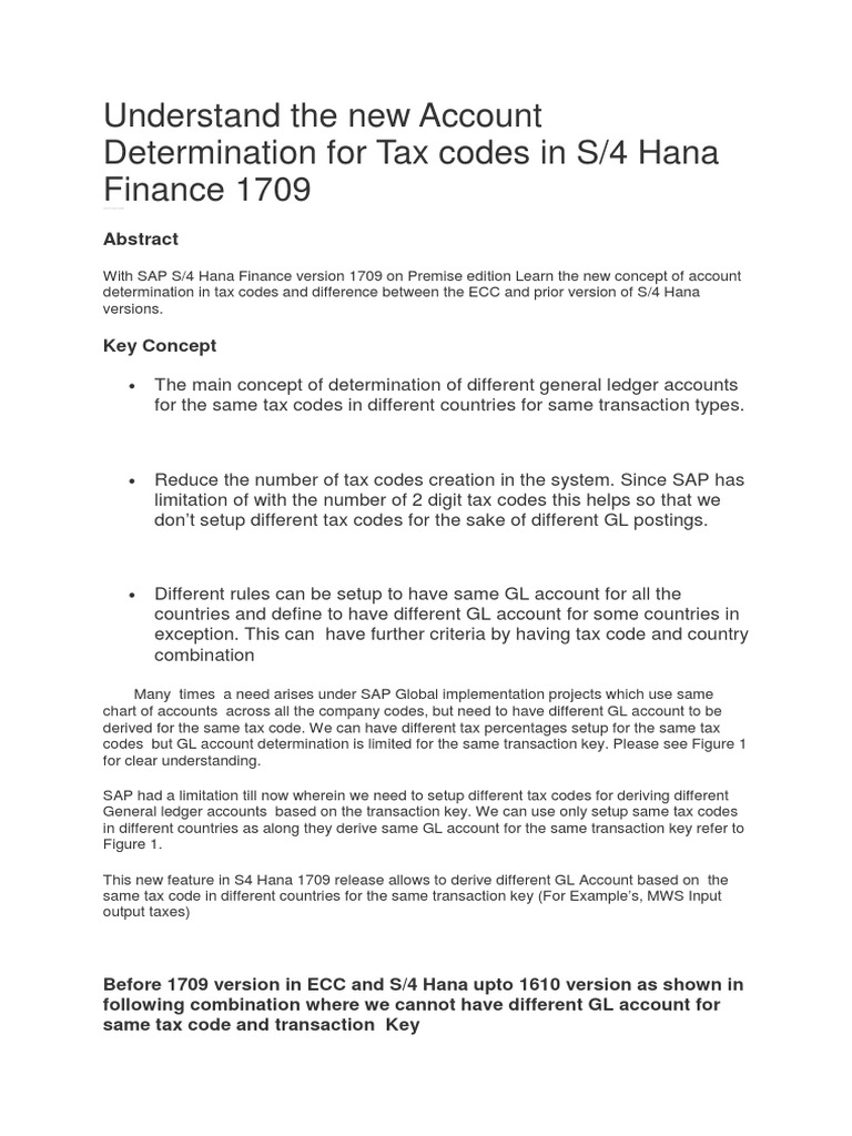Understand The New Account Determination For Tax Codes in S | PDF ...