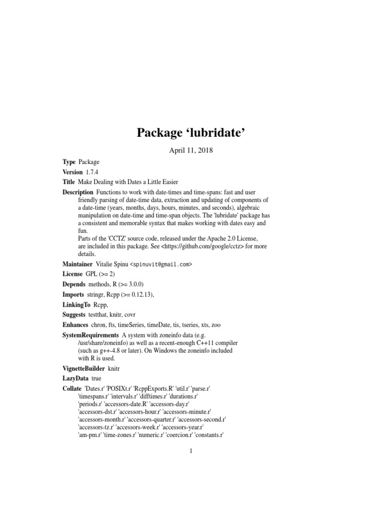 Overview of the lubridate Package | PDF | Time | Interval (Mathematics)