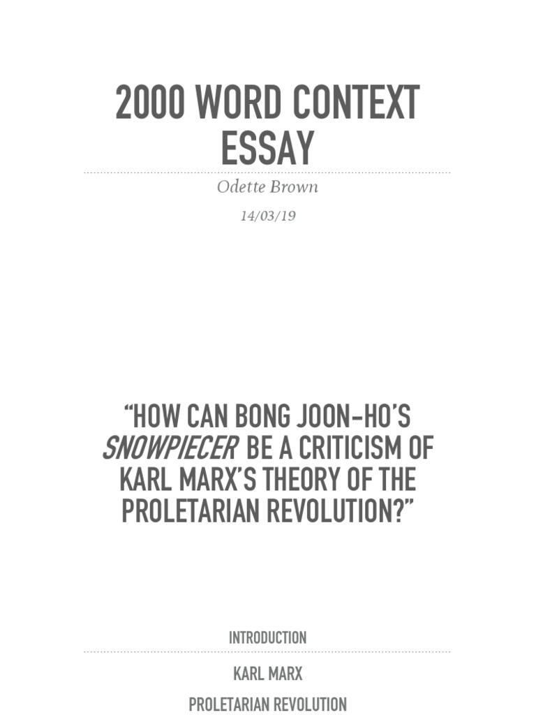 2000 Word Essay Presentation | PDF | Karl Marx | The Communist Manifesto