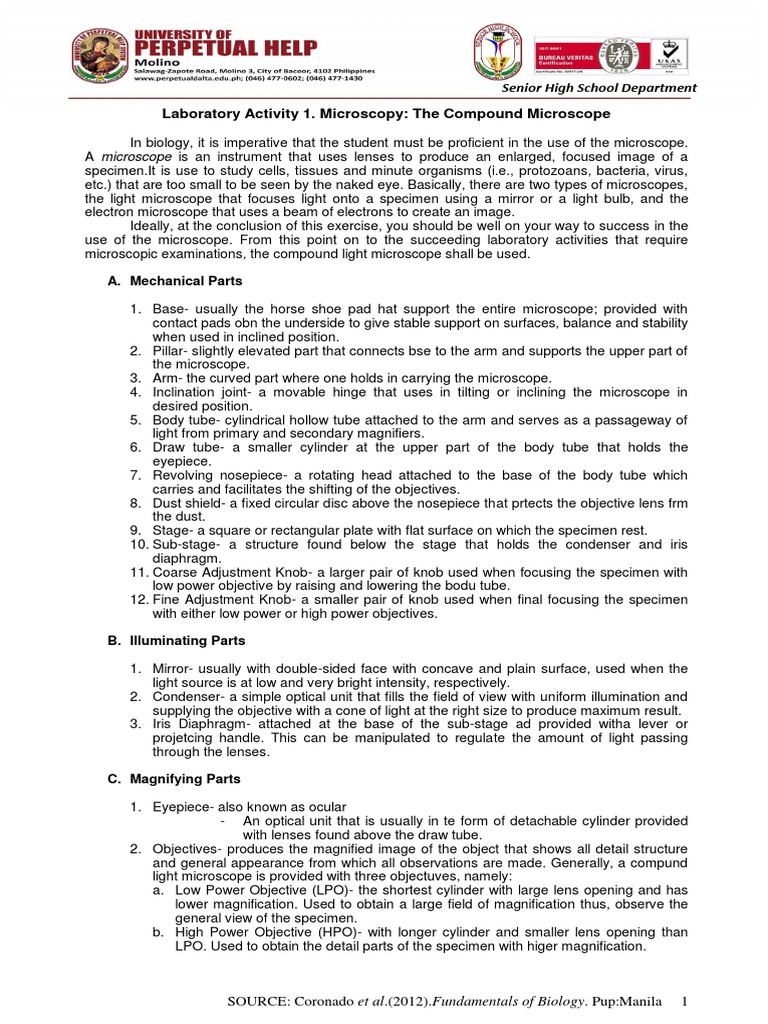 Laboratory Activity 1 Micros | PDF | Lens (Optics) | Microscope