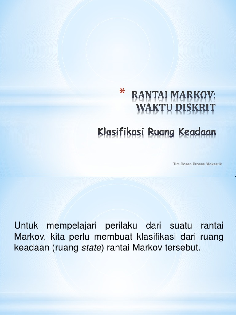 Klasifikasi - Ruang - Keadaan - Rantai Markov - Diskrit | PDF