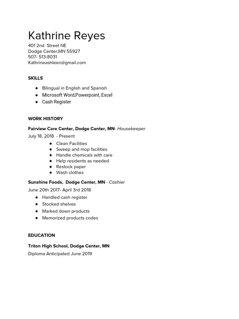 Kathrine Reyes: Skills | PDF