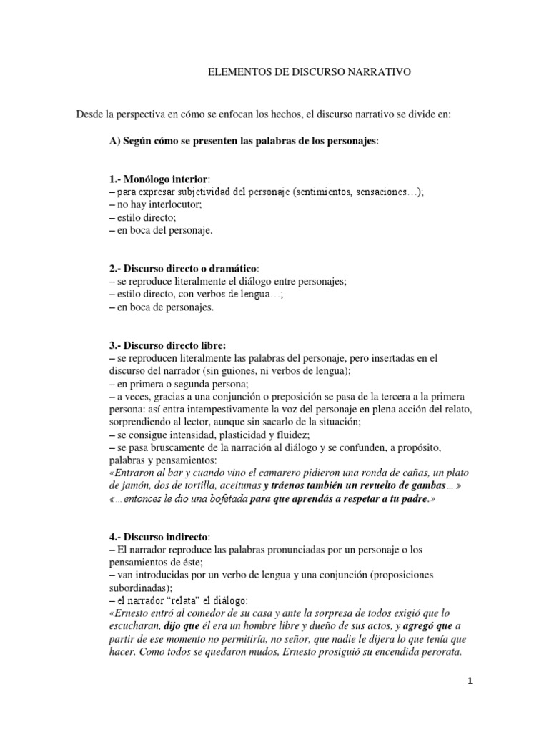 Elementos de Discurso Narrativo | Descargar gratis PDF | Narración ...