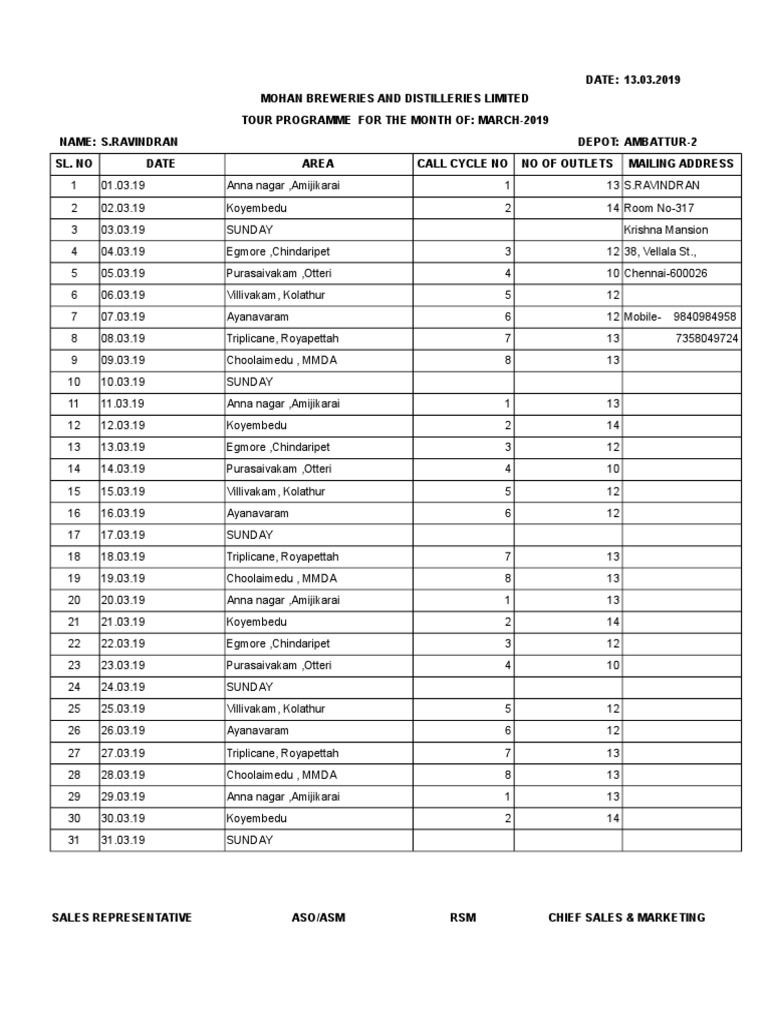 Tour Programme Format | PDF