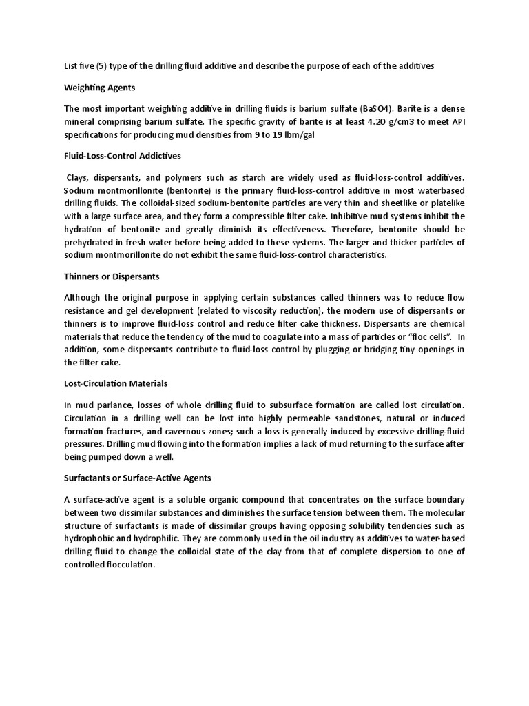 Drilling Mud Additives | PDF | Surfactant | Applied And ...