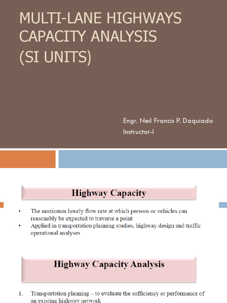 Multi-Lane Highways Capacity Analysis | PDF | Lane | Highway