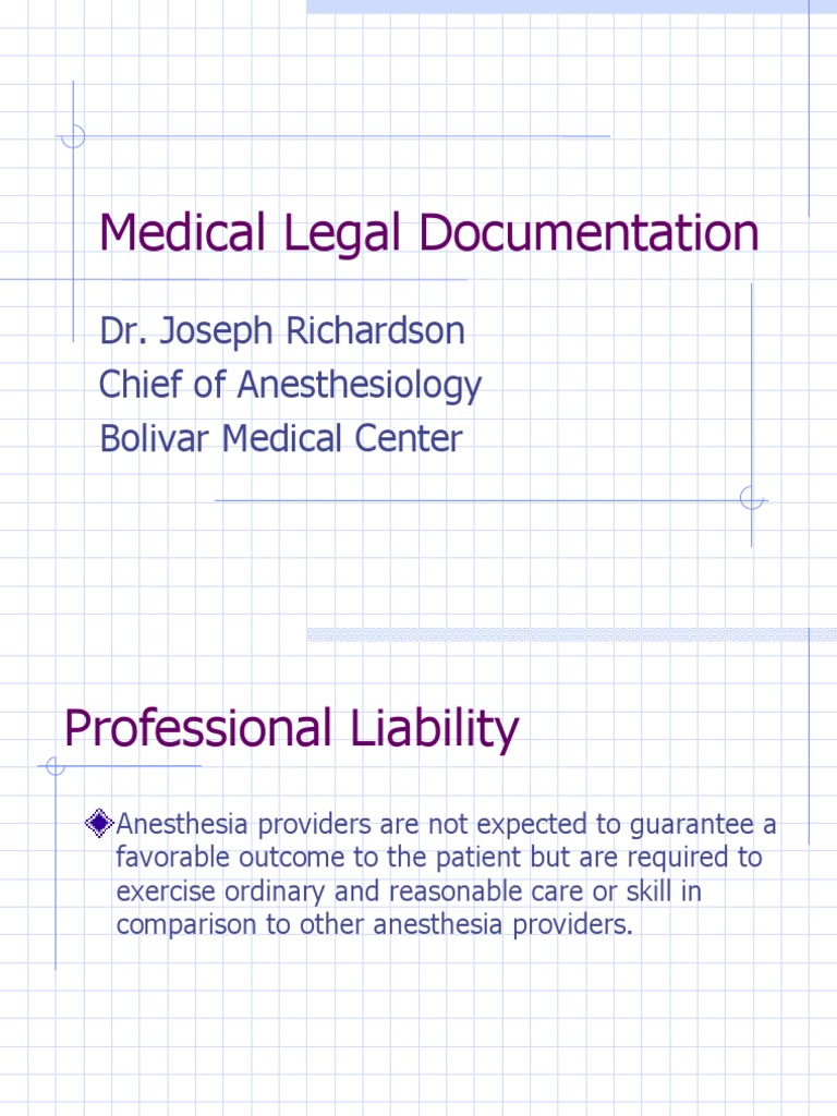 Medical Legal Documentation | PDF | Anesthesia | Patient
