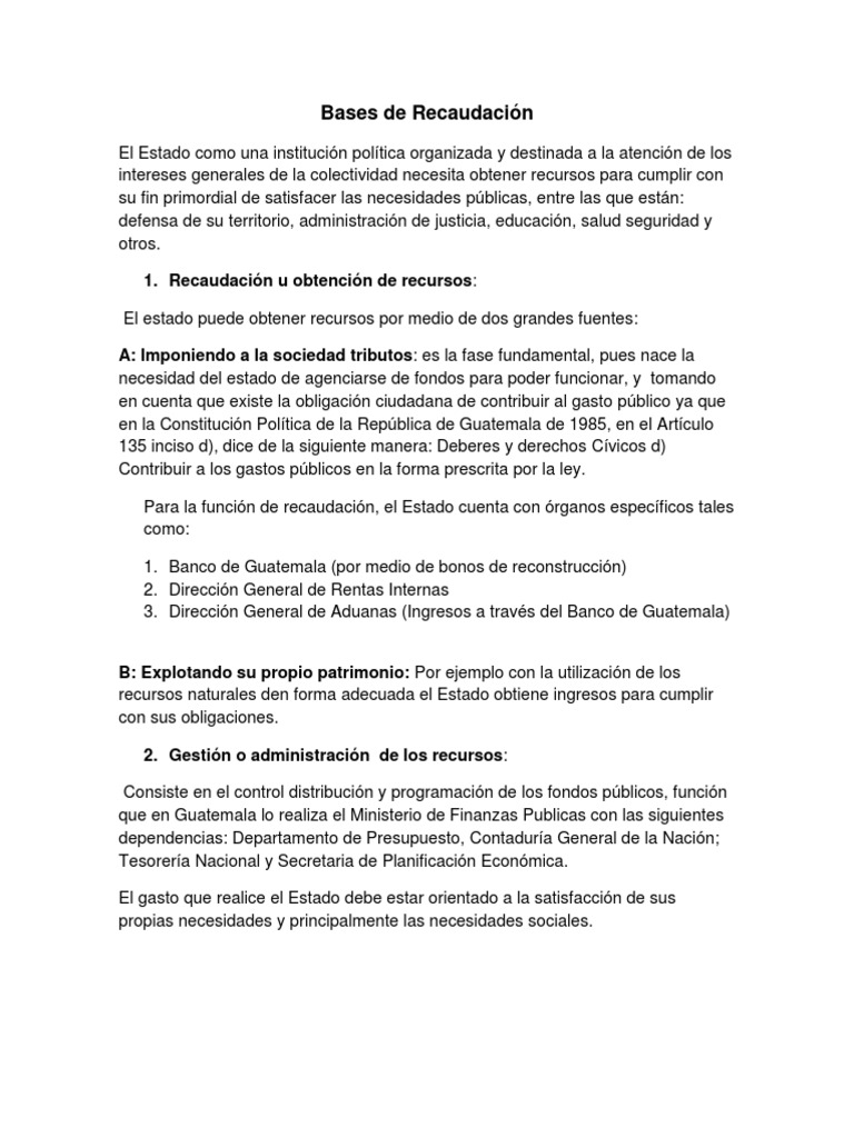 Bases de Recaudacion | PDF | Impuestos | Guatemala