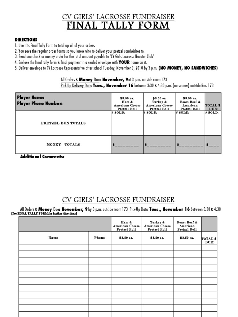 10.26.2010 - Pretzel Bun Order Form | PDF | Business