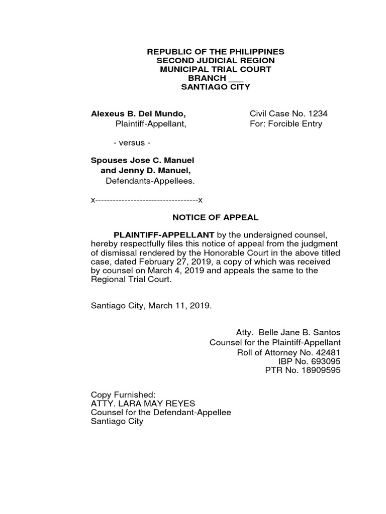 Notice of Appeal | PDF