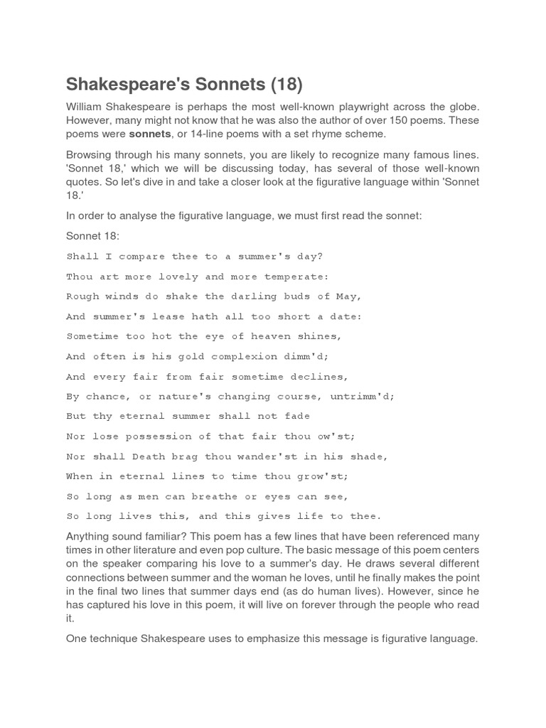 Sonnet 18 & 116 | Download Free PDF | Sonnets | Poetry