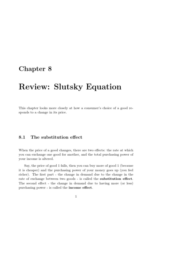 Slutsky Equation | PDF | Demand | Marketing