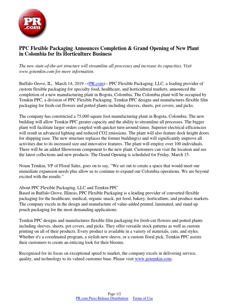 PPC Flexible Packaging Announces Completion & Grand Opening of New ...