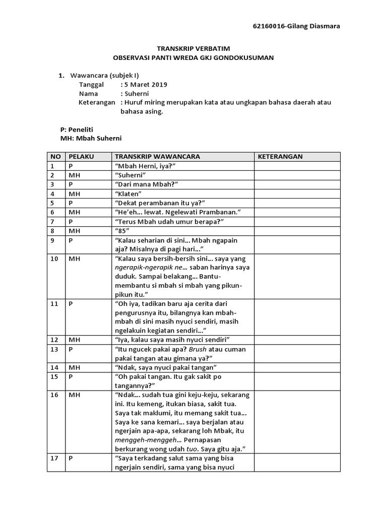 Transkrip Verbatim | PDF