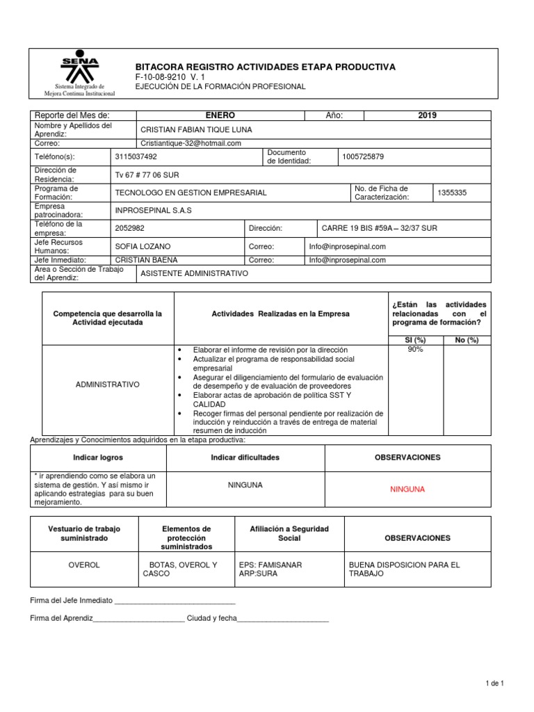 Formato Bitácora Word 11 | PDF | Business