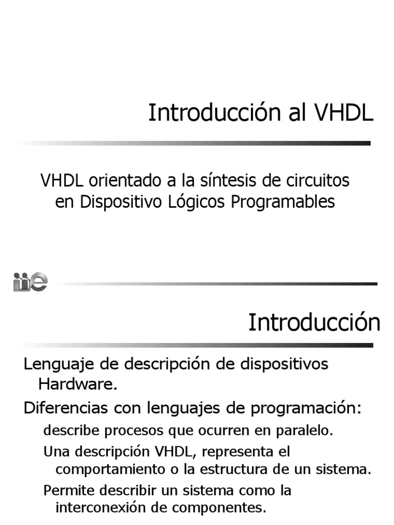 Introducción Al VHDL PDF | PDF | Vhdl | Software