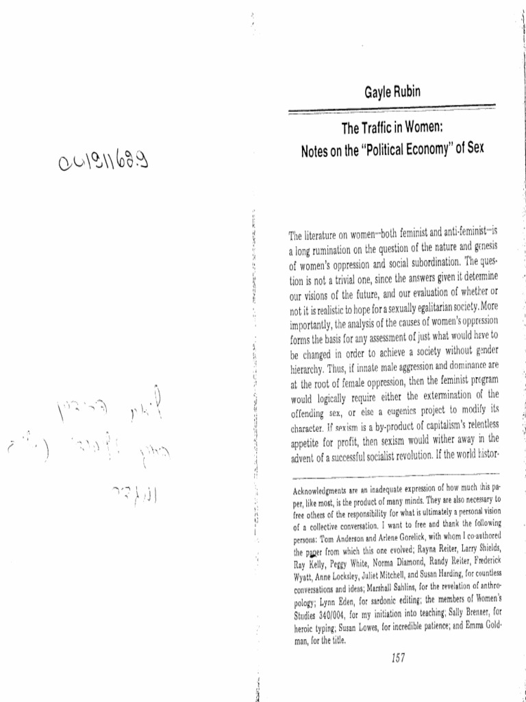 Gayle Rubín, The Traffic in Women (English Versión) | PDF