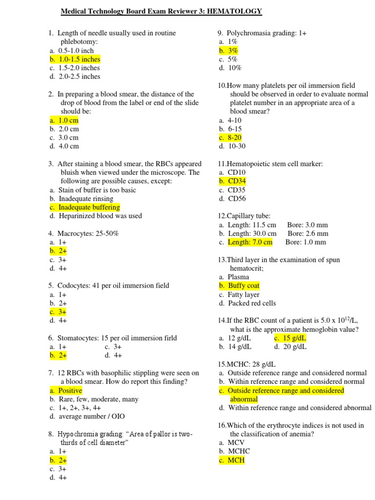 BSMT 2 Reviewer | PDF | White Blood Cell | Anemia