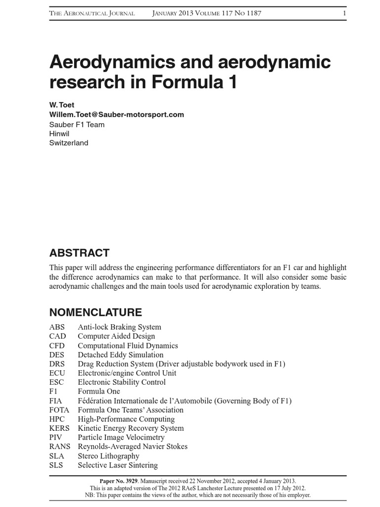 Aerodynamics and Aerodynamic Research in Formula 1 | Formula One | Tire