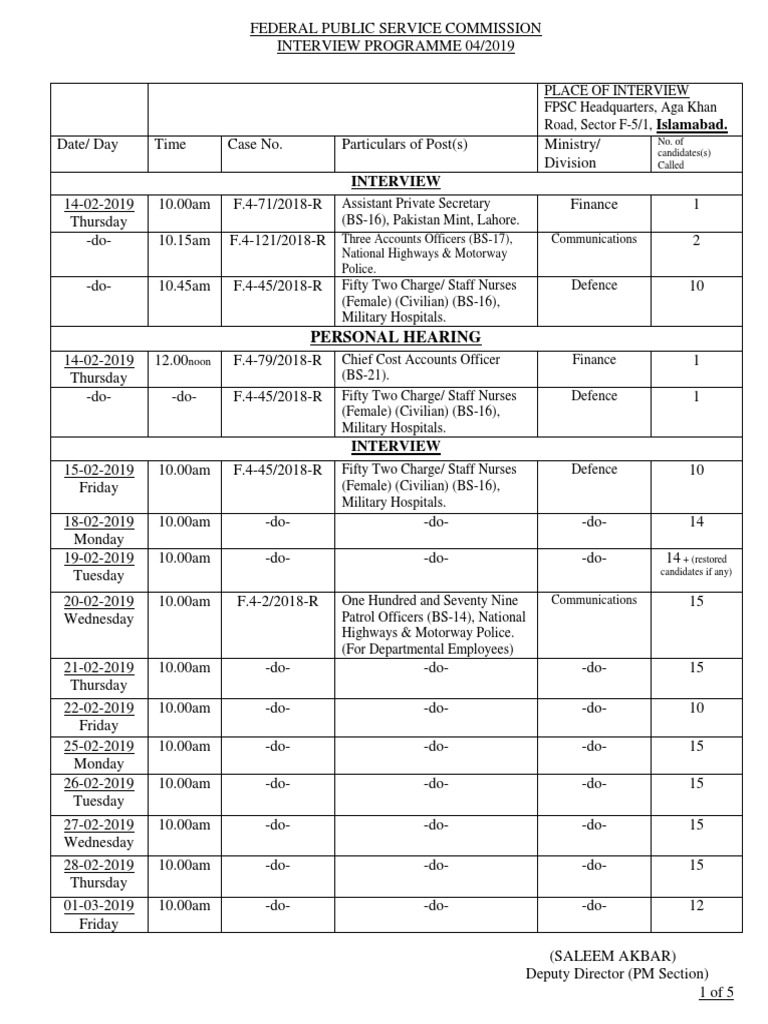 Interview Prog No. 4-2019 | PDF | Secretary | Hospital