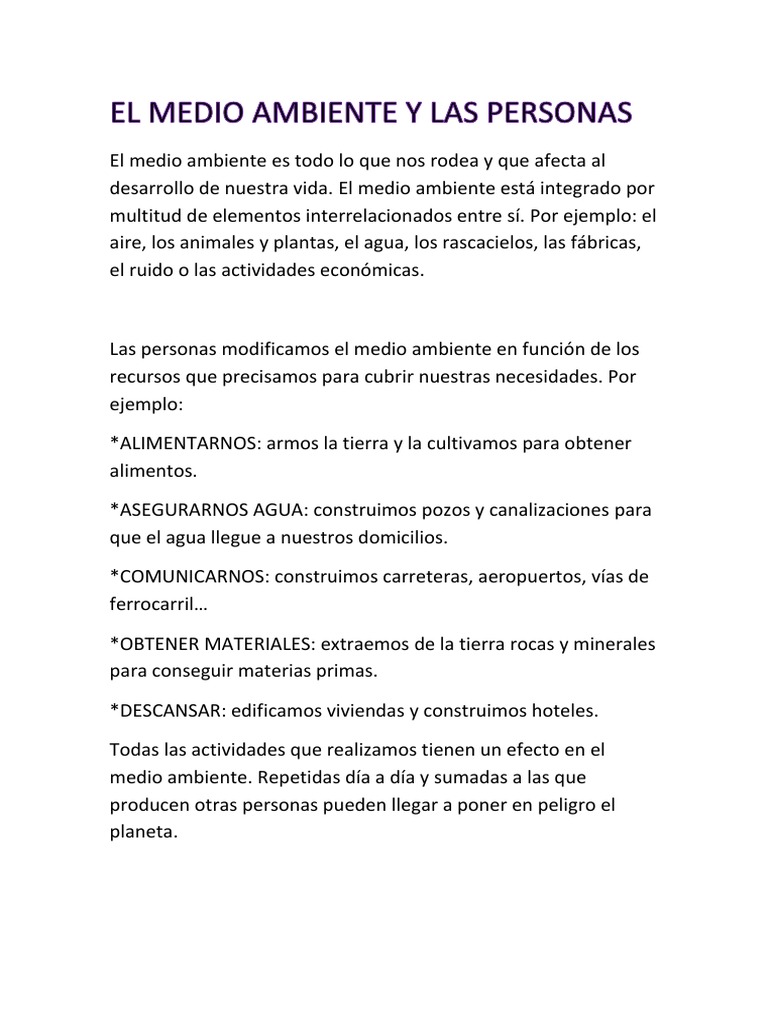 El Impacto Humano en El Medio Ambiente | PDF | Contaminación | Cambio ...