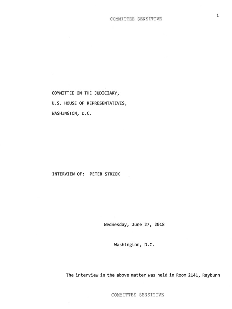 Congressional Interview of Peter Strzok - Transcript | PDF