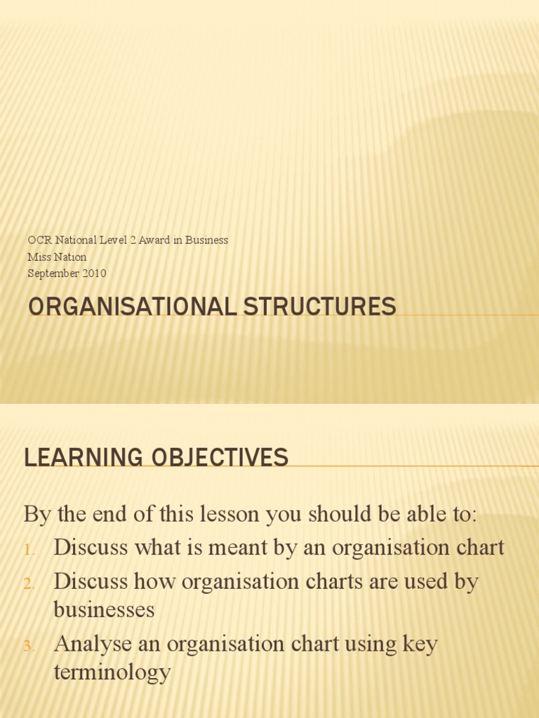 Organisational Structures: OCR National Level 2 Award in Business Miss ...