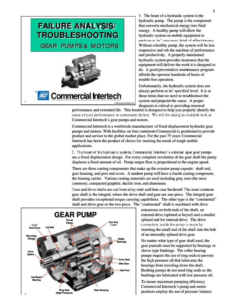 Gear Pumps Amp Motors Failure Analysis Guide PDF | PDF | Bearing ...
