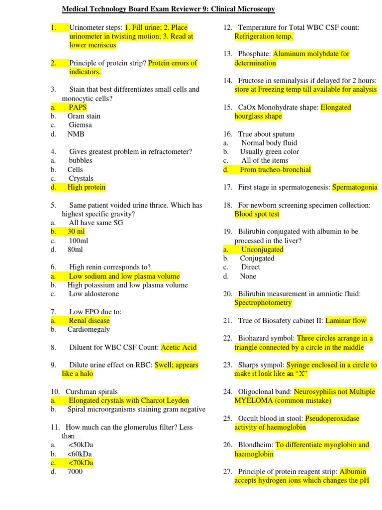 BSMT Review Materials | PDF | White Blood Cell | Staining