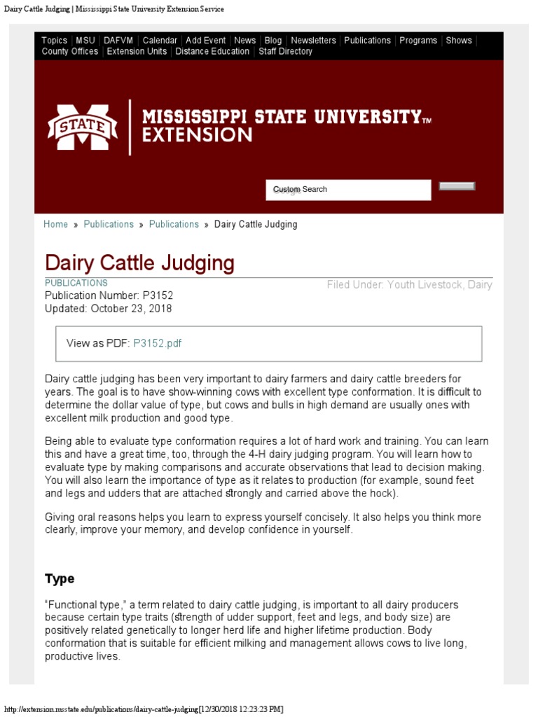 Dairy Cattle Judging Mississippi State University Extension Service ...