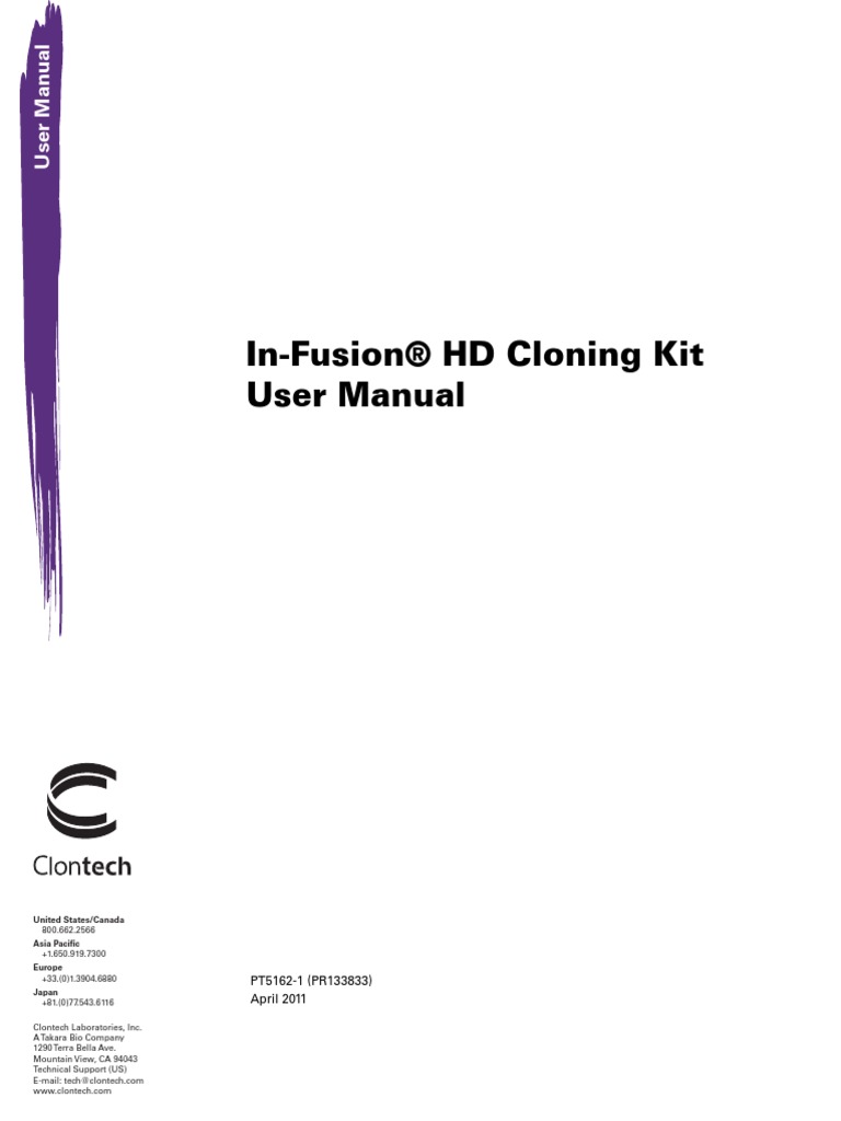 InFusion Cloning User Manual | PDF | Polymerase Chain Reaction ...
