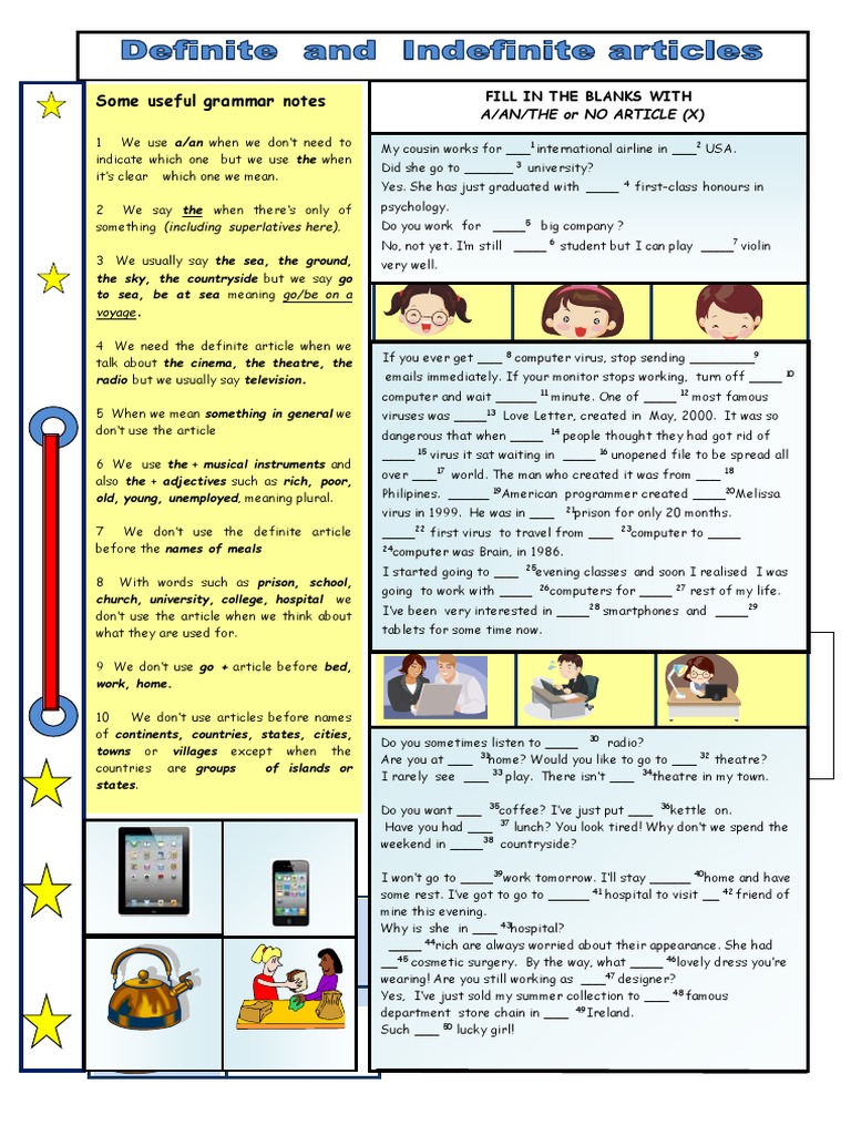 Definite and Indefinite Articles Grammar Guides Reading Comprehension ...