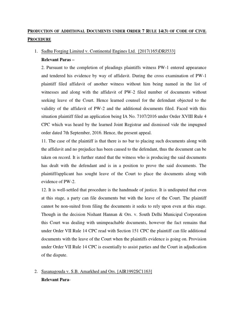 Filing Additional Documents Under CPC | PDF | Evidence | Lawsuit