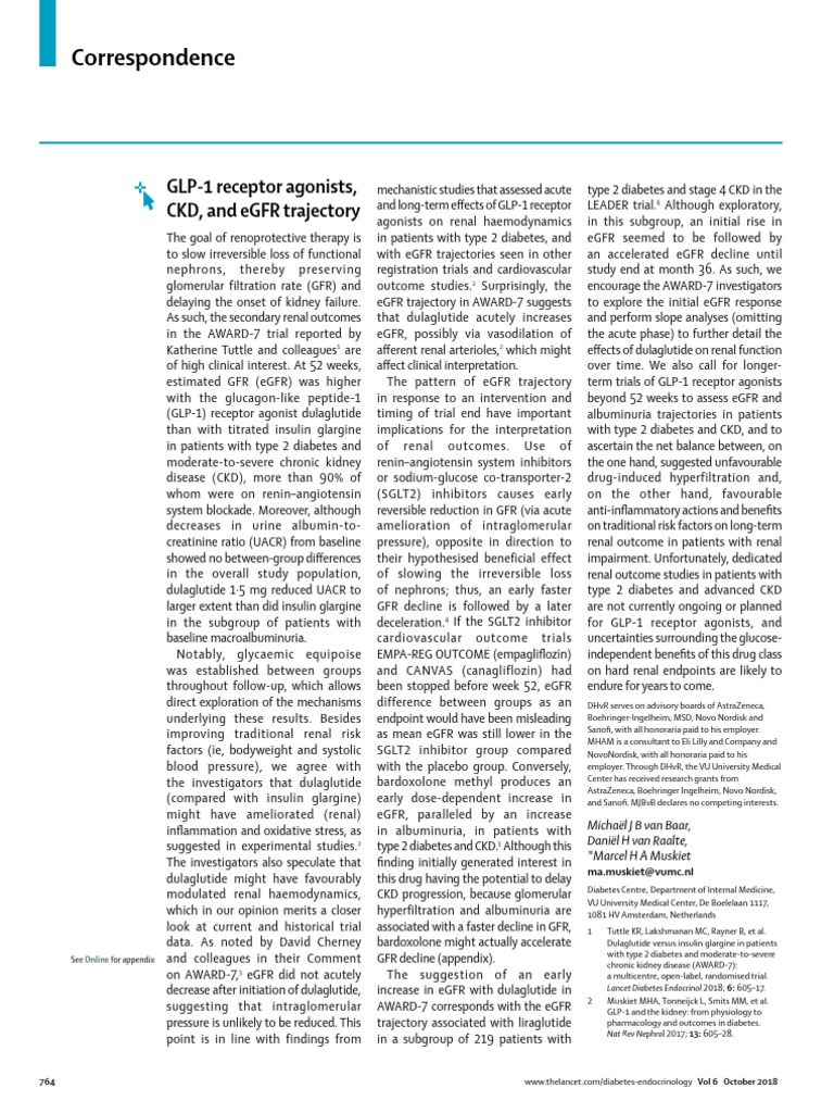 Correspondence: GLP-1 Receptor Agonists, CKD, and eGFR Trajectory | PDF ...