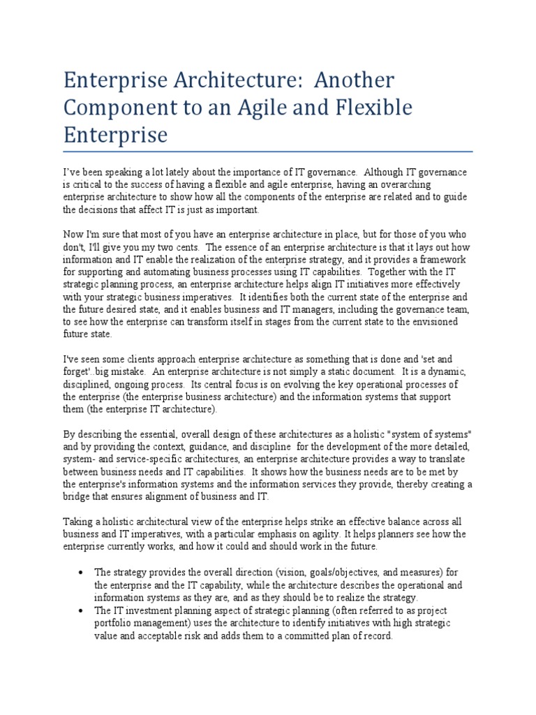 Enterprise Architecture Blog Post | PDF | Enterprise Architecture ...