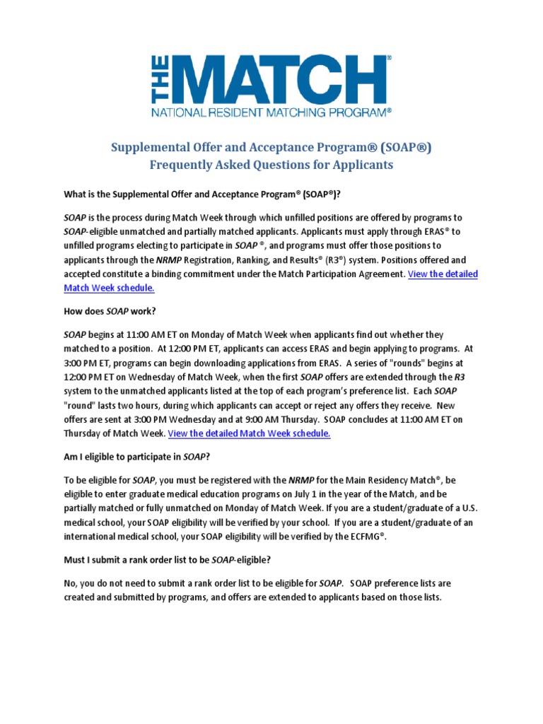 2019 Soap Faqs Applicants Pdf Business