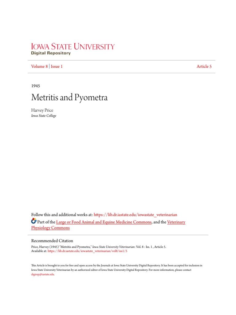 Metritis and Pyometra | PDF | Uterus | Human Reproduction