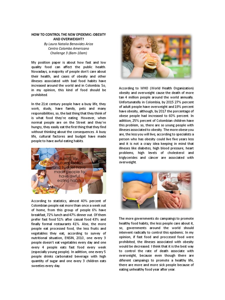 Position Paper Ch3 | PDF | Fast Food | Obesity