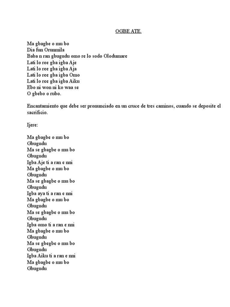 Ogbe Ate | PDF | Santeria | Religión étnica