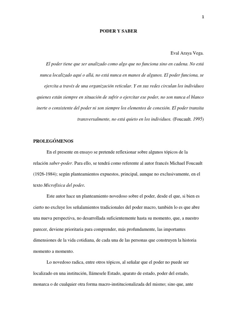 Poder y saber en Foucault | PDF | Michel Foucault | Verdad
