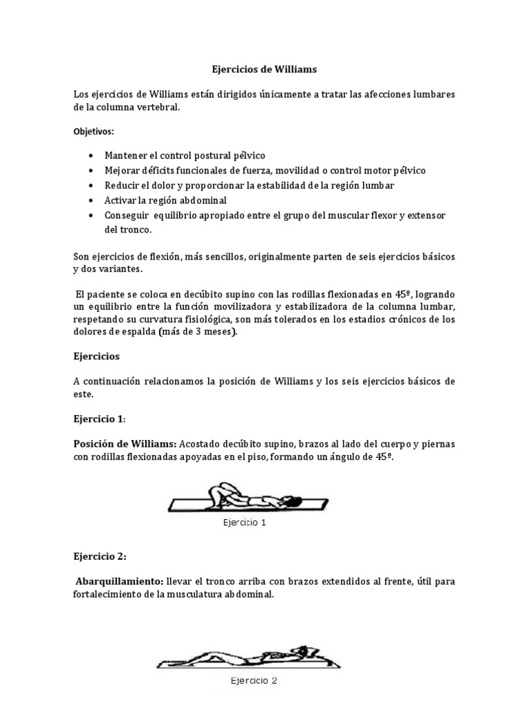 Ejercicios de Williams | PDF | Anatomía de los primates | Anatomía humana