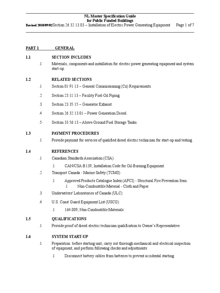 Installation and Commissioning of an Electric Power Generator for a ...