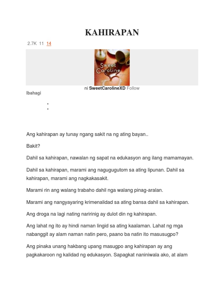 Kahirapan In English